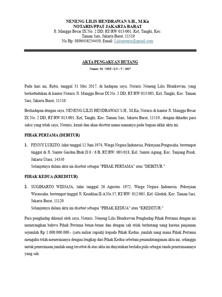 Akta Pengakuan Hutang | PDF