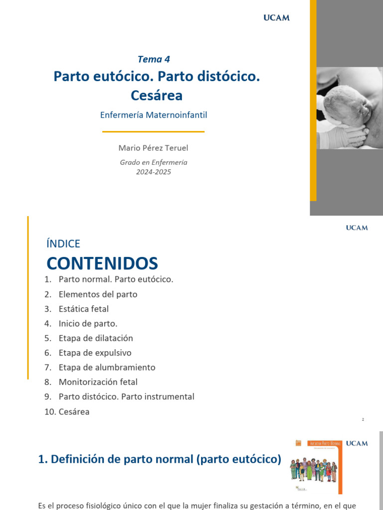 Tema+4 +parto+%282024-2025%29 | PDF | Parto | Seccion de cesárea