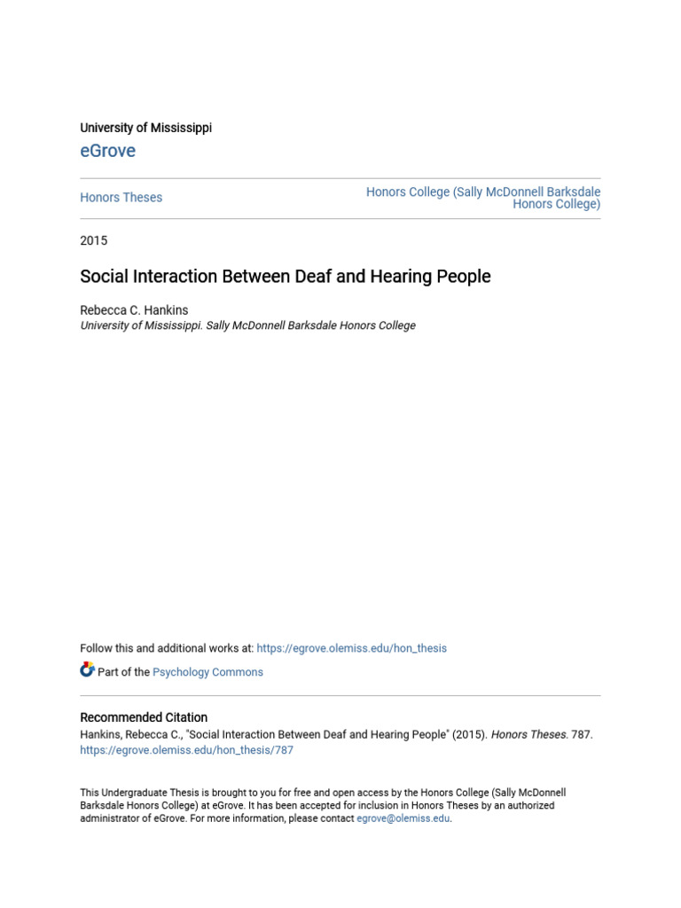 Social Interaction Between Deaf and Hearing People | PDF | Hearing Loss ...