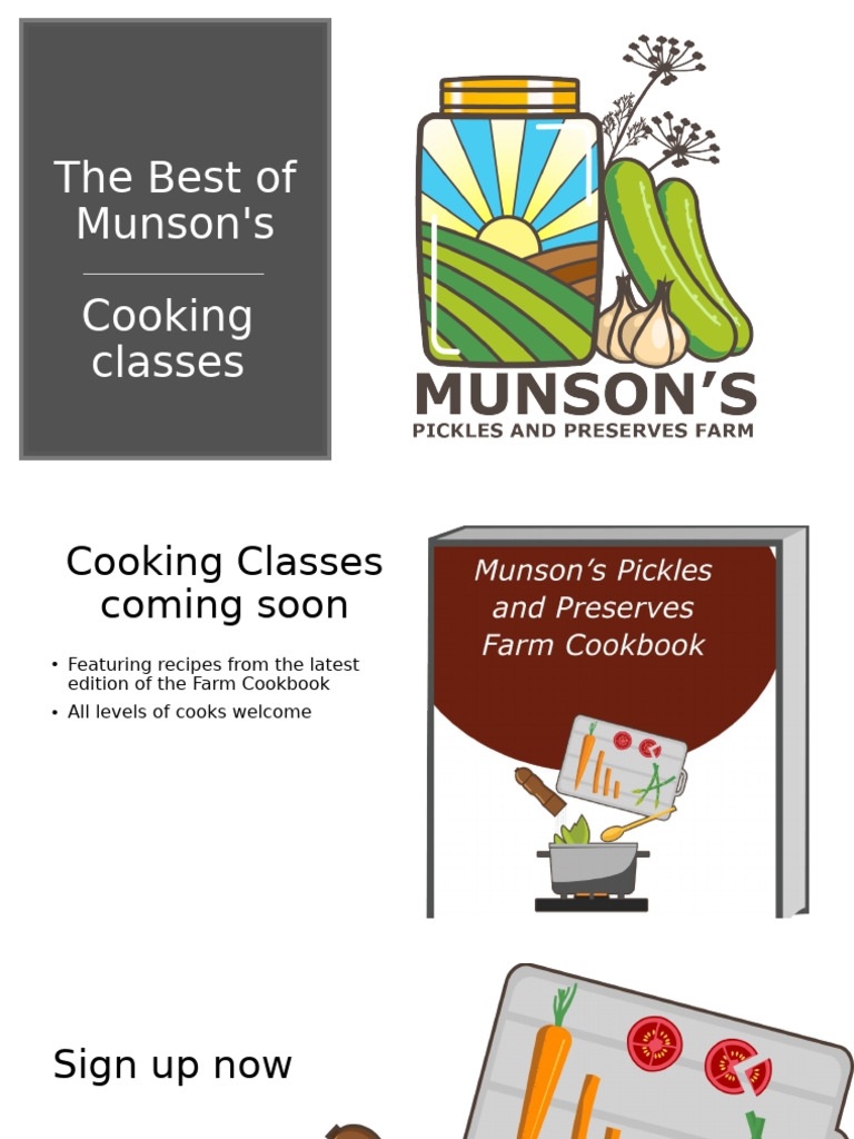Munson's Cooking Classes Schedule | PDF