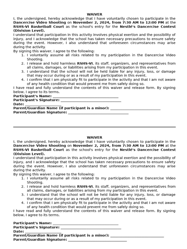 WAIVER | PDF | Consent | Private Law