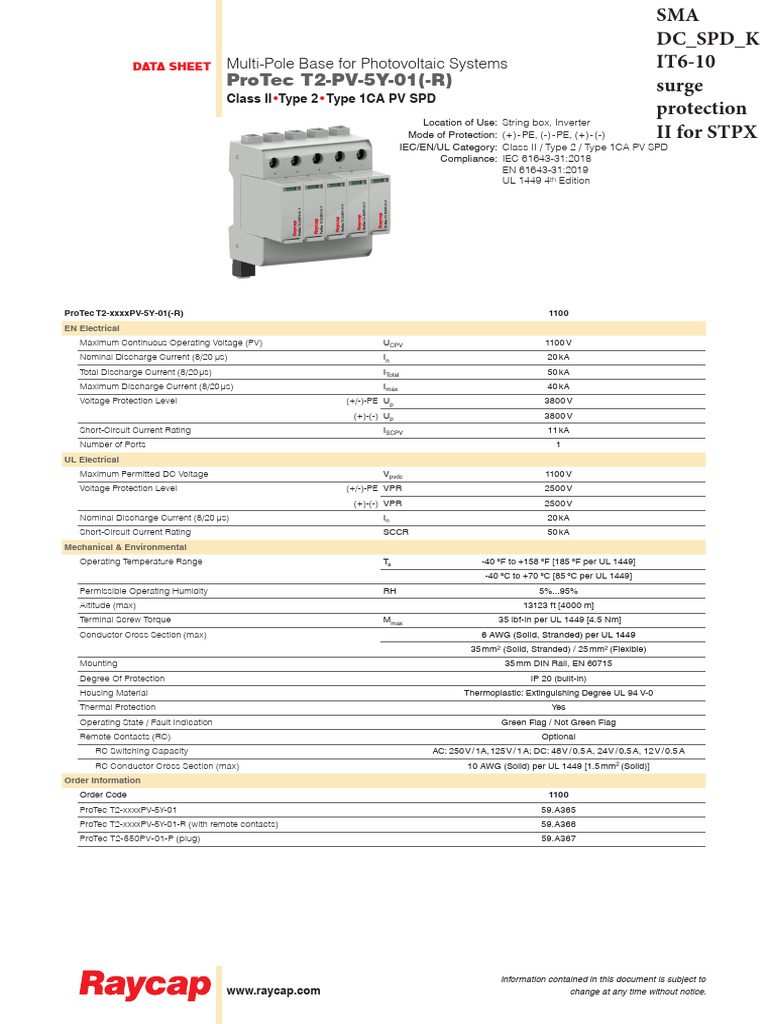 SMA DC - SPD - KIT6-10 Surge Protection II For STPX | PDF | Electronics ...