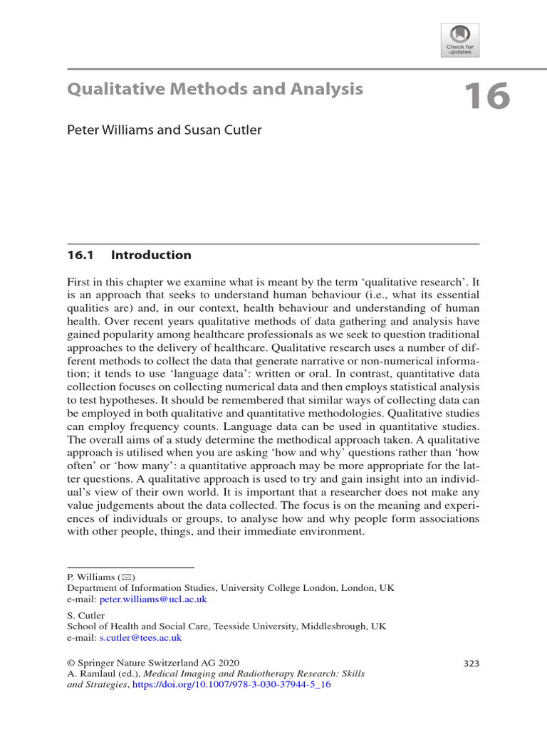 Qualitative Methods and Analysis | PDF | Qualitative Research | Focus Group