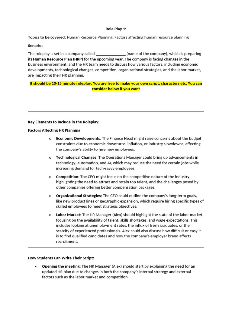 Role Play 1 | PDF | Labour Economics | Human Resource Management