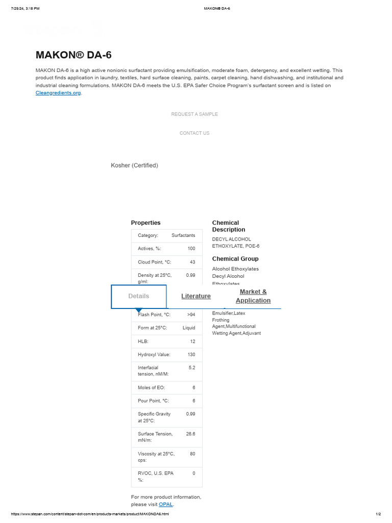 Makon® Da-6 | PDF | Surfactant | Emulsion