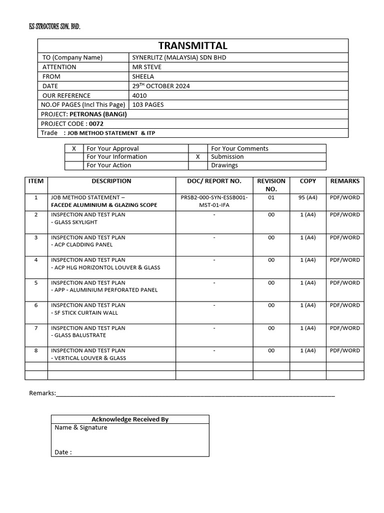 Transmittal 4010 - Petronas - Mos & I.T.P (29.10.2024) | PDF