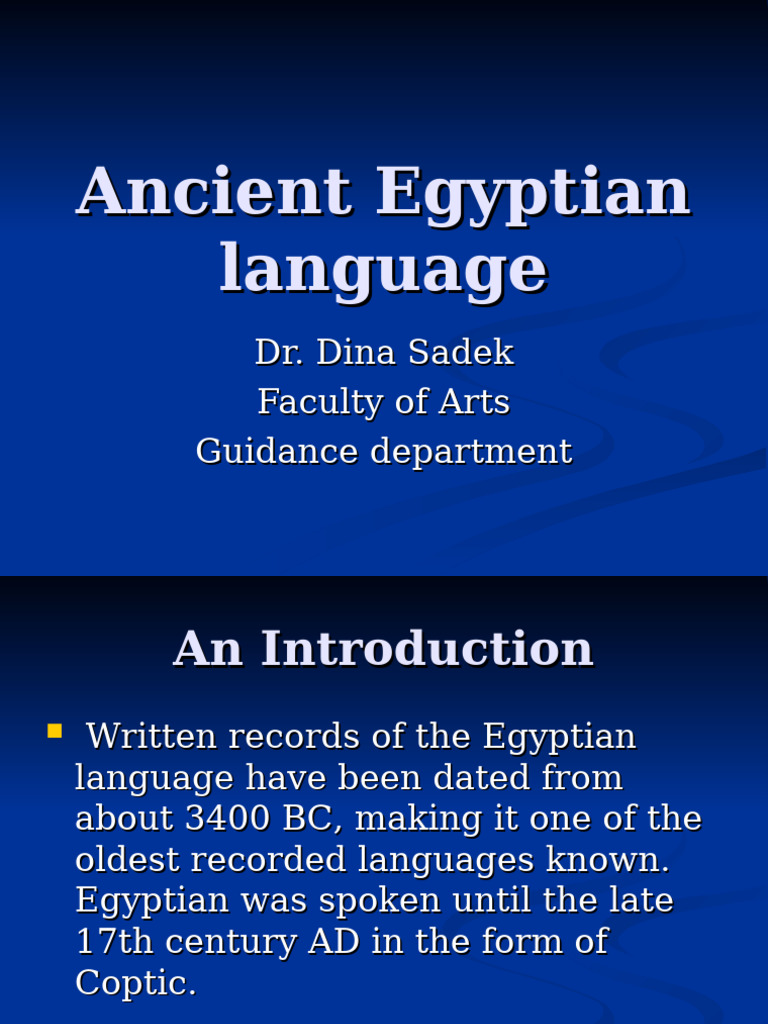 An Introduction To The Ancient Egyptian Language | PDF | Egyptian ...