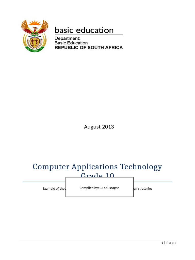 Computer Applications Technology Grade 10 | PDF | Computer File | Knowledge