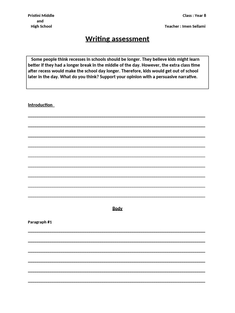 Writing Assessment | PDF | Career & Growth