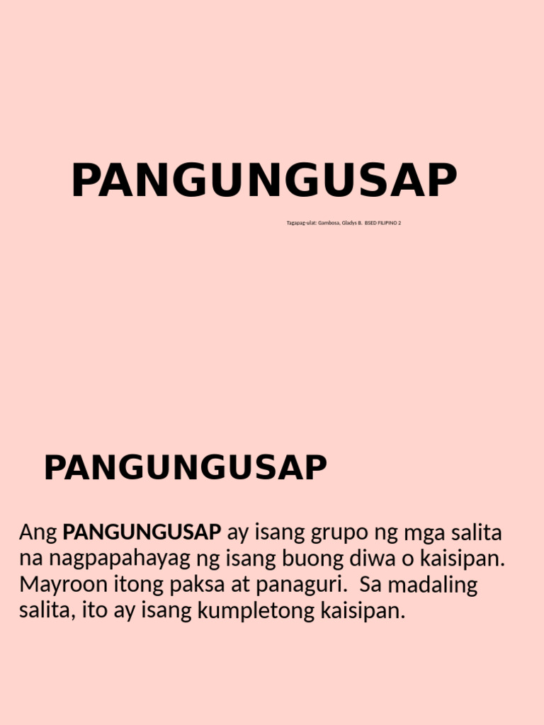 PANGUNGUSAP Gambosa | PDF