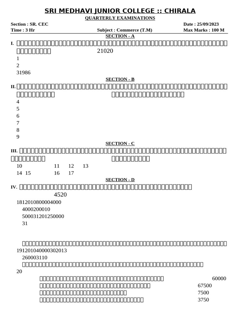Sr. Commerce - T.M 2024 | PDF