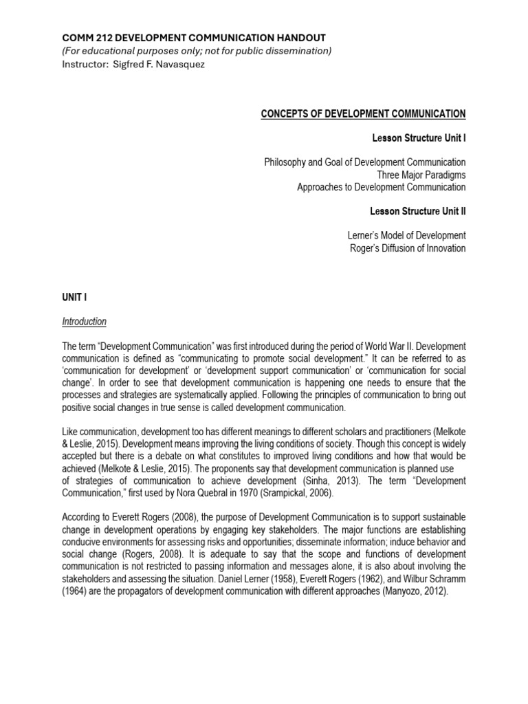 Comm 212 Handout Midterm | PDF | Innovation | Communication