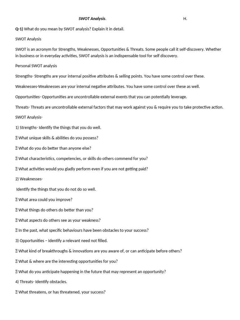 5 - SWOT Analysis-WPS Office | PDF | Swot Analysis | Cognitive Science