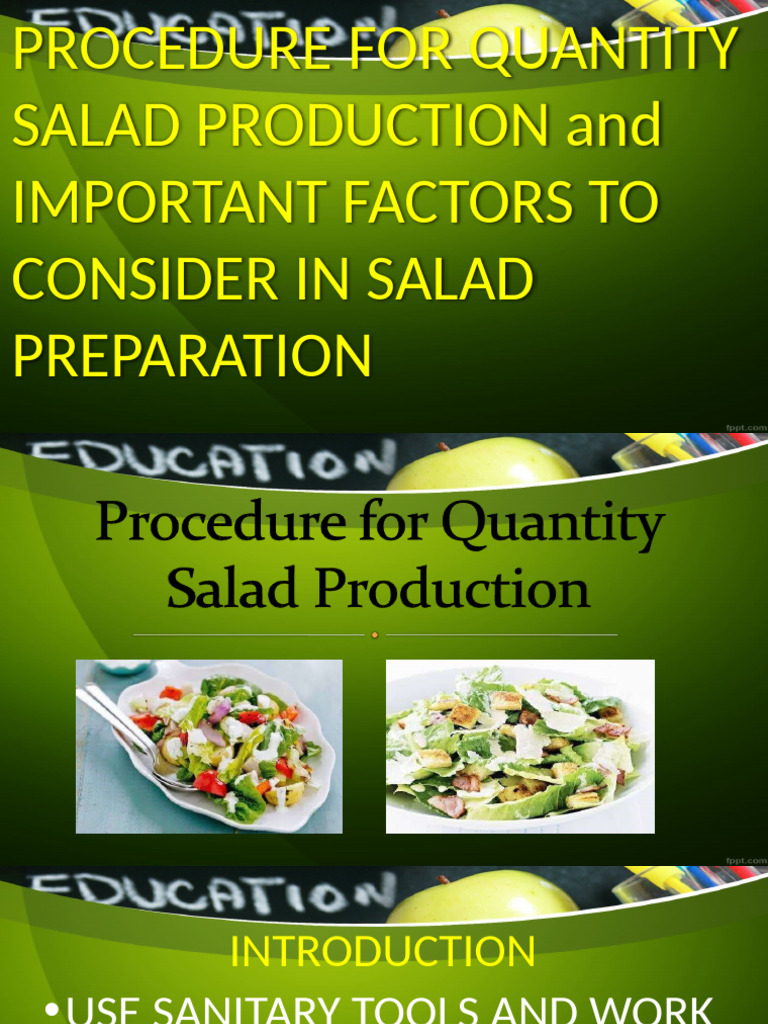 Procedure For Quantity Salad Production | PDF | Salad | Foods