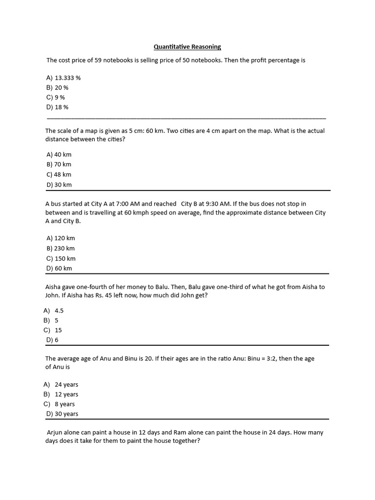 Quantitative Reasoning Practice Problems | PDF