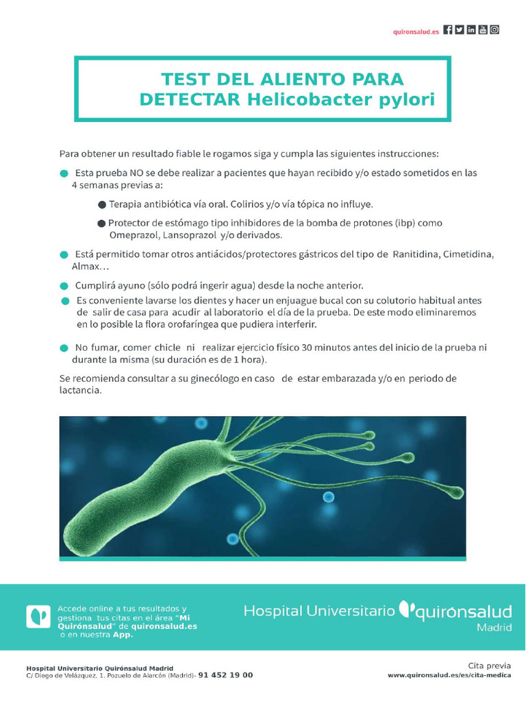 Test Aliento Helicobacter Pylori | PDF