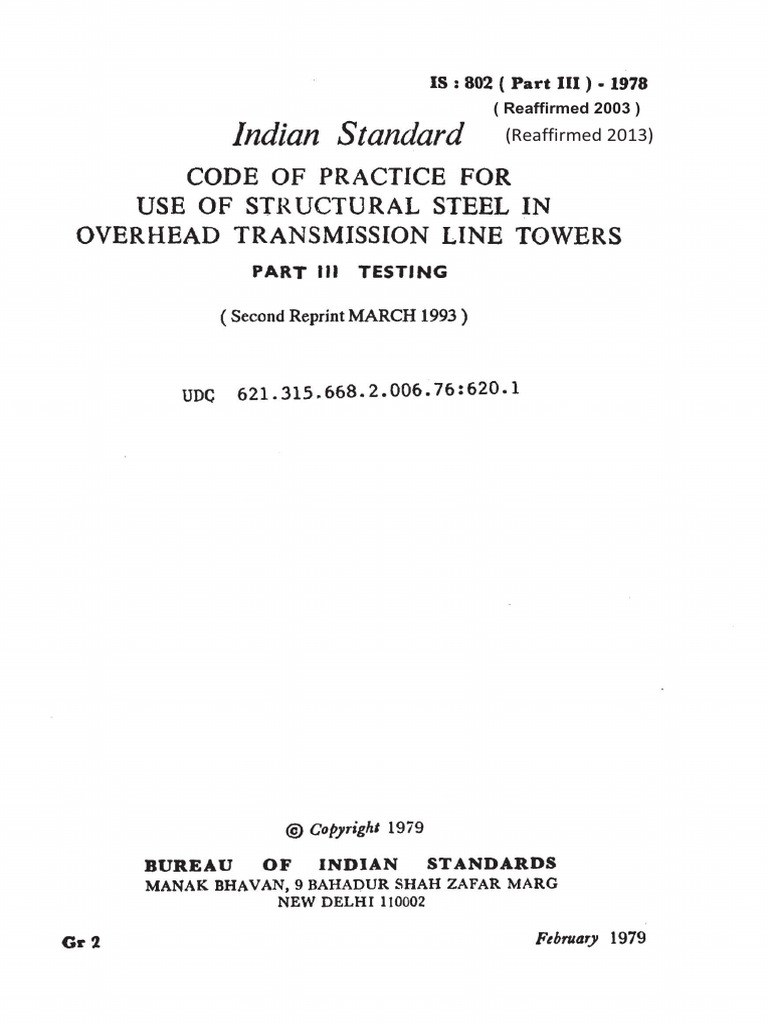 Indian Standard: Code of Practice For Use of Structural Steel in ...