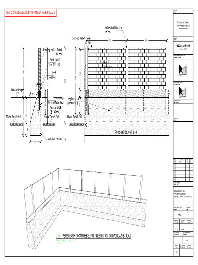 Detail Dinding Hebel 15 cm Pesona 6 | PDF