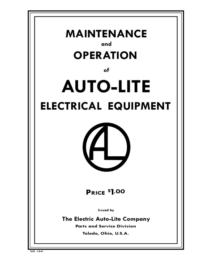 Auto-Lite Electrical Equipment Guide | PDF | Electric Generator ...