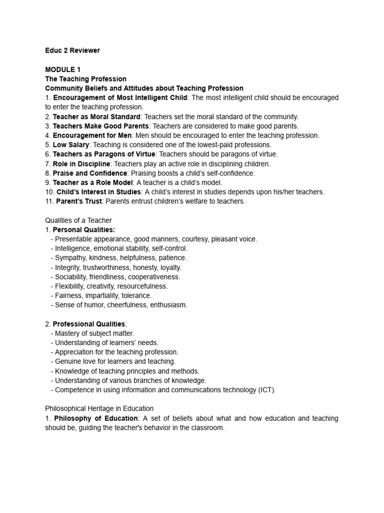 EDUC 2 Reviewer | PDF | Teachers | Learning