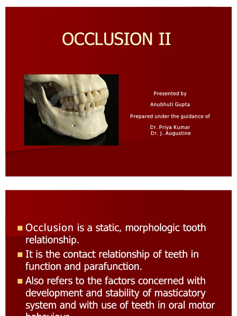 Occlusion II | PDF | Human Head And Neck | Tooth