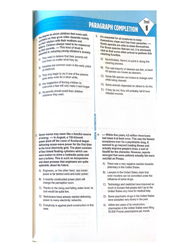 Paragraph Completion 1 | PDF