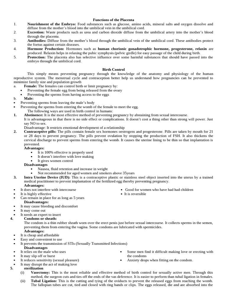 Functions of The Placenta | PDF | Miscarriage | Pregnancy
