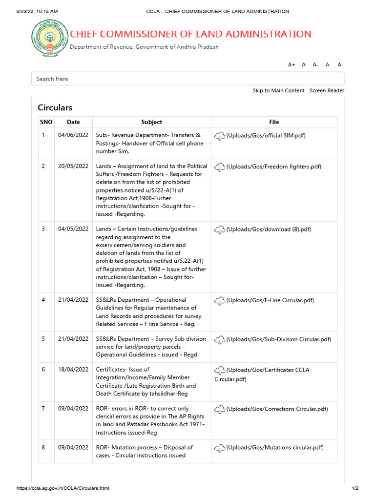 CCLA Circulars and Guidelines Overview | PDF