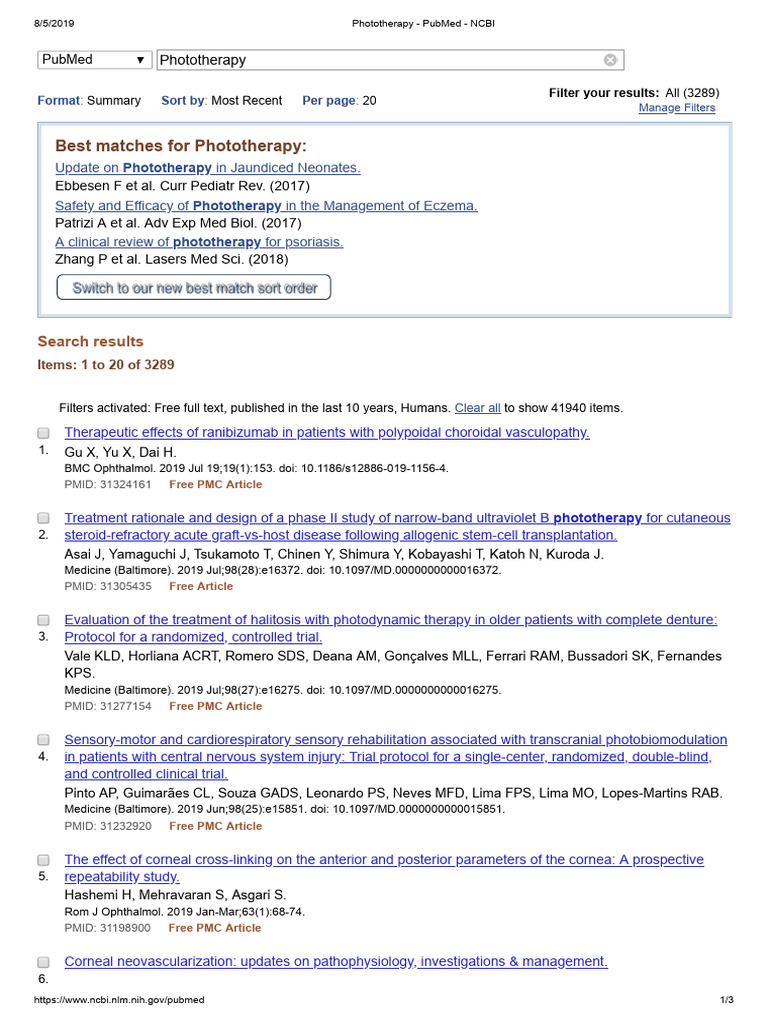 1 Phototherapy | PDF | Pub Med | Clinical Medicine