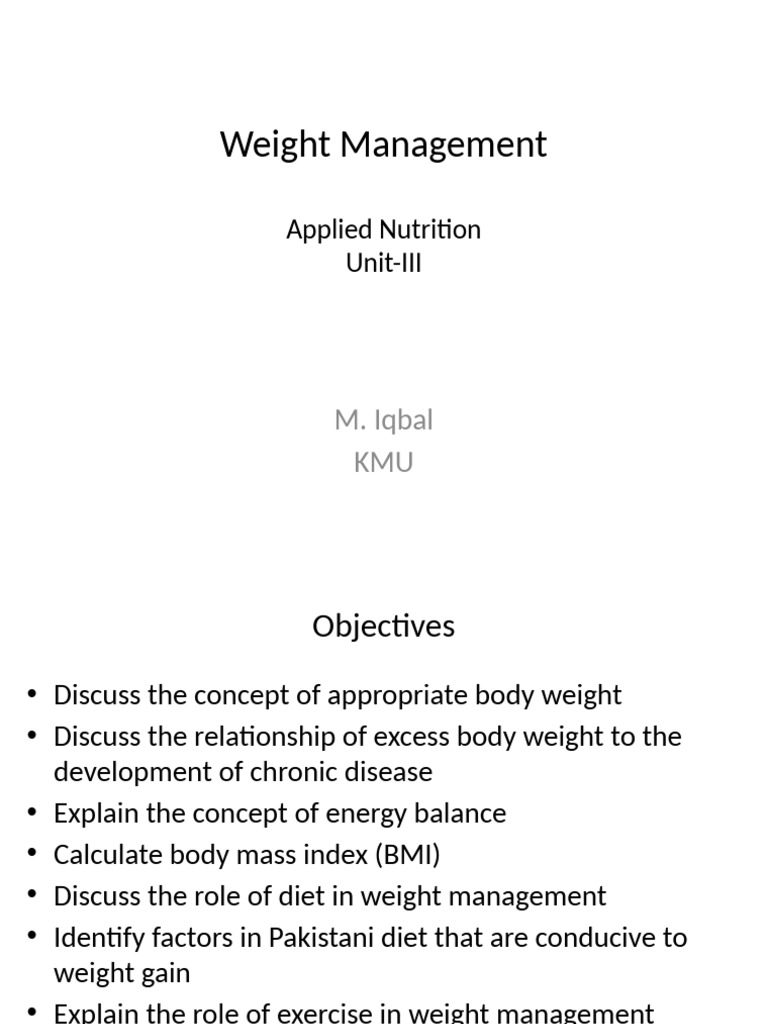 Unit-III - Weight Management | PDF | Body Mass Index | Weight Management