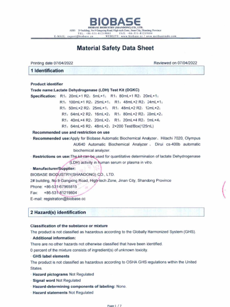 MSDS LDH | PDF