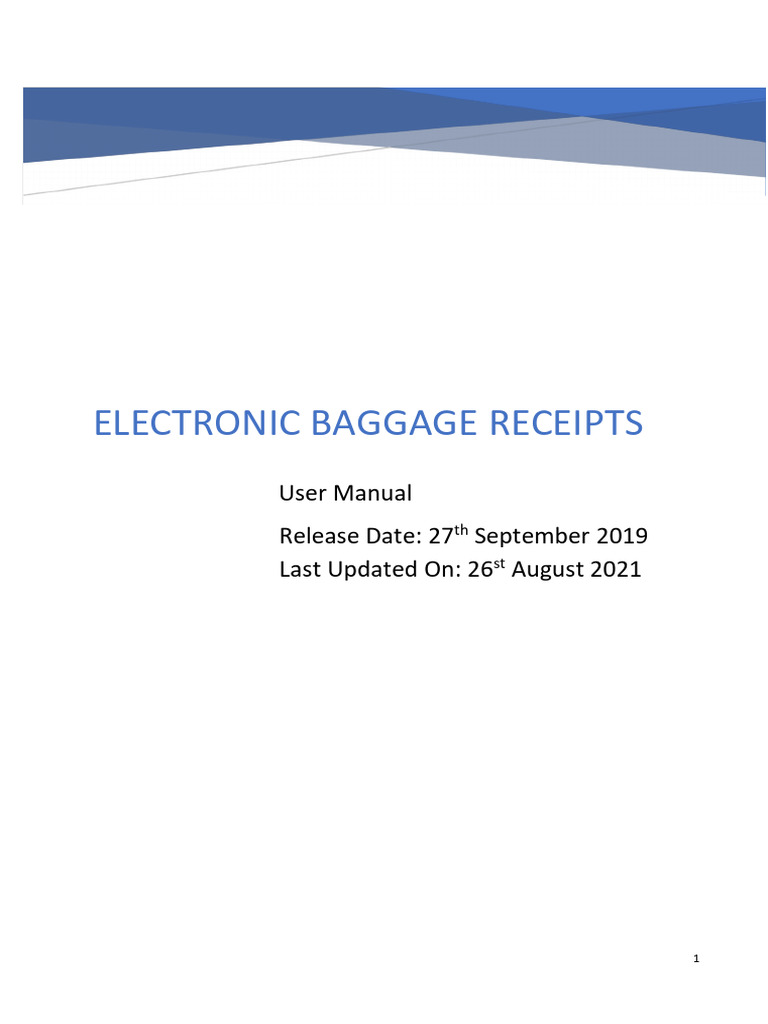 Electronic Baggage Receipt User Manual | PDF | Receipt | Mobile App