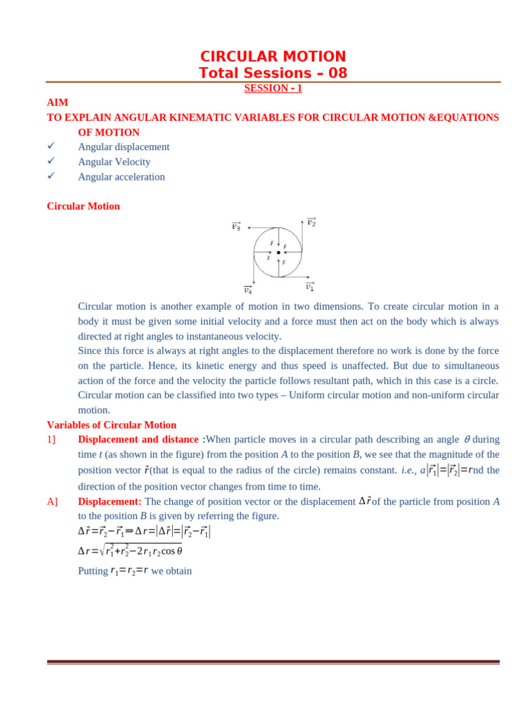 (B) Curcular Motion | PDF | Acceleration | Force