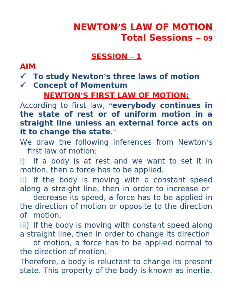Laws of Motion | PDF | Inertia | Force