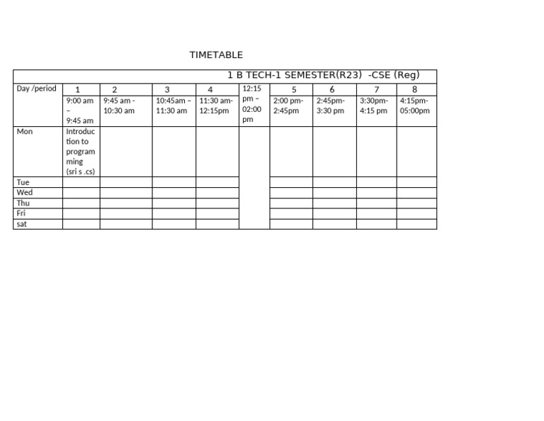 Timetable | PDF | Technology & Engineering