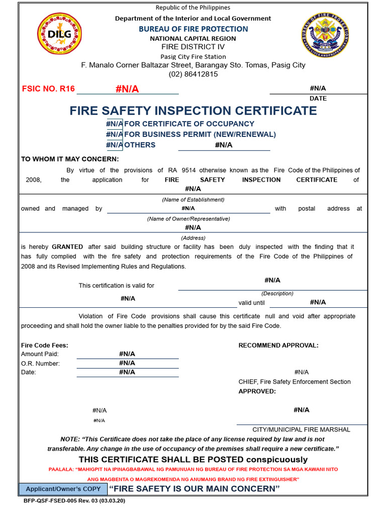 Fsic - Pasig - 1 2024 - Fsic | PDF | Fire Safety | Justice