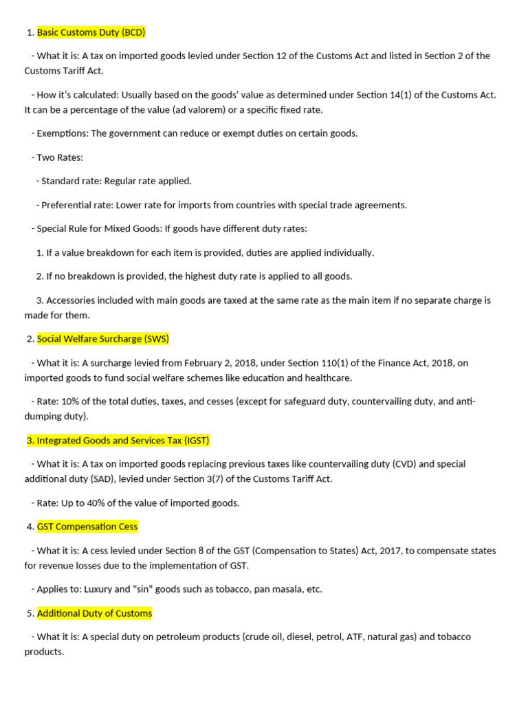 Types of Customs Duty | PDF | Dumping (Pricing Policy) | Taxes