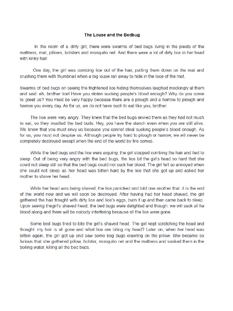 Bed Bug and The Louse - Activity | PDF