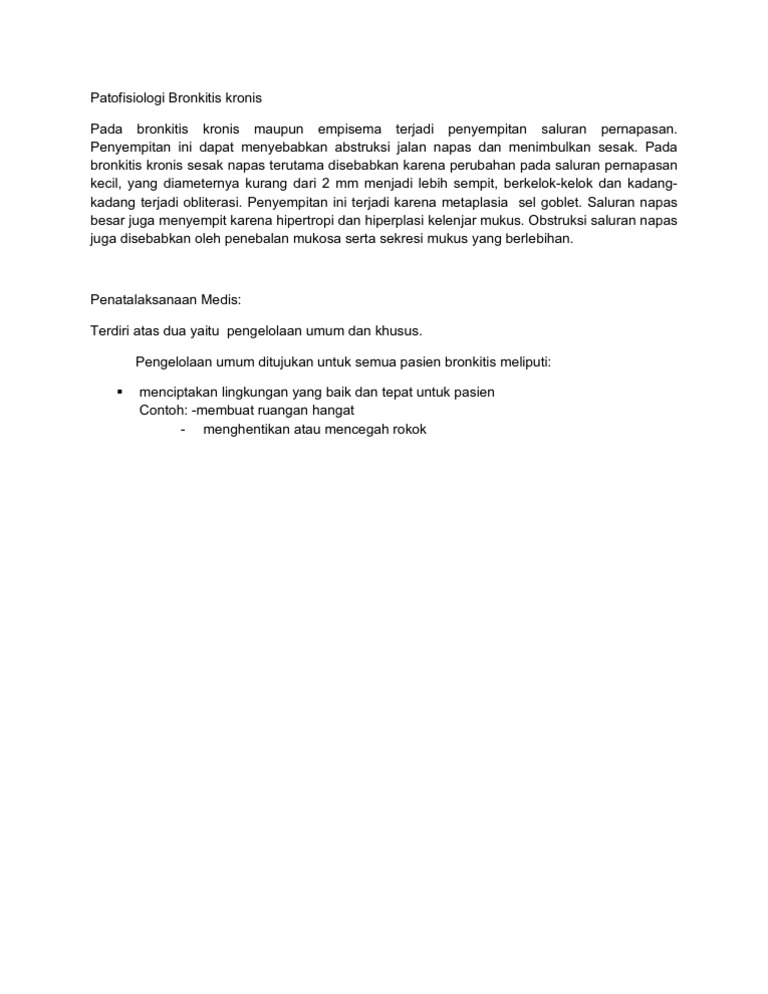 Patofisiologi Bronkitis kronis