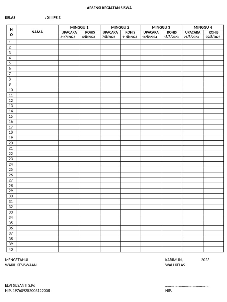 Absensi Kegiatan Siswa | PDF