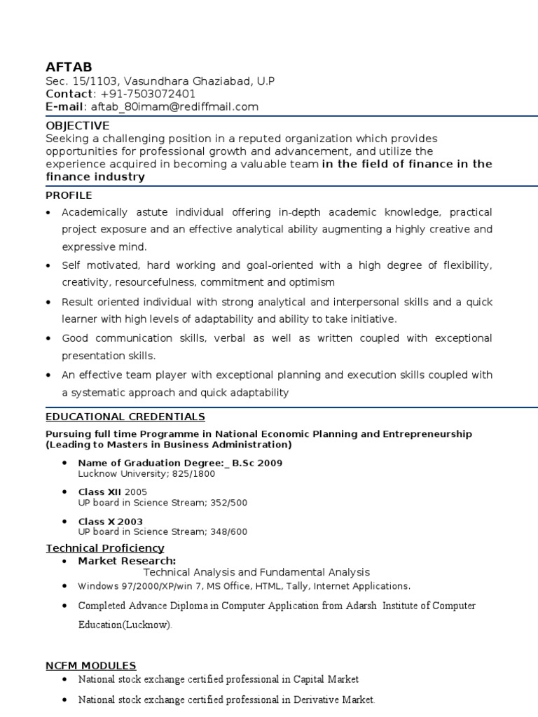 Aftab Resume | PDF | Career & Growth | Business