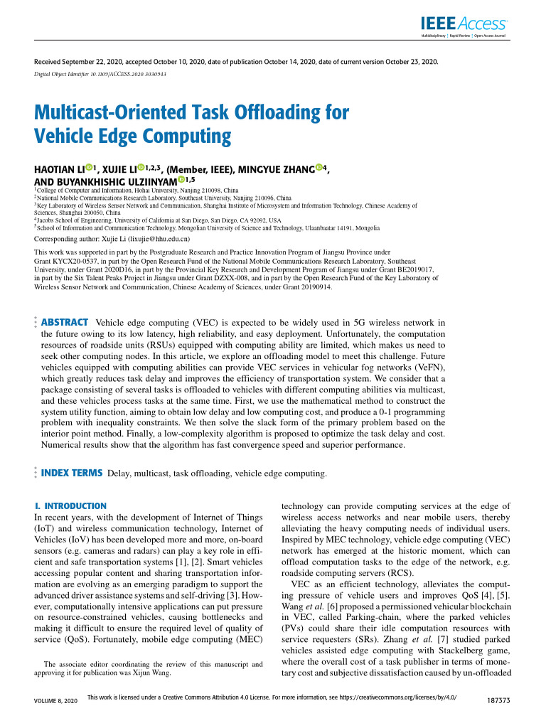 Multicast-Oriented Task Offloading For Vehicle Edge Computing | PDF | Computer Network ...