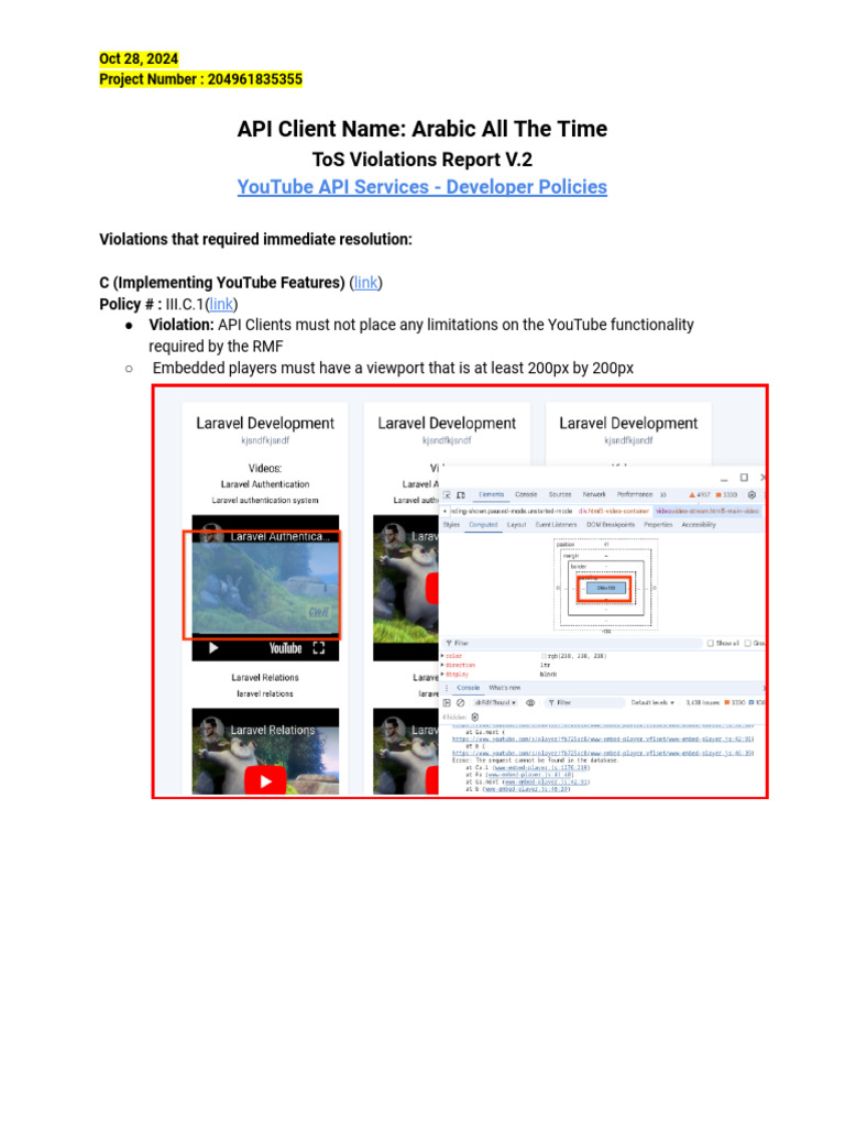 Arabic All The Time - ToS Violations Report - V.2 | PDF