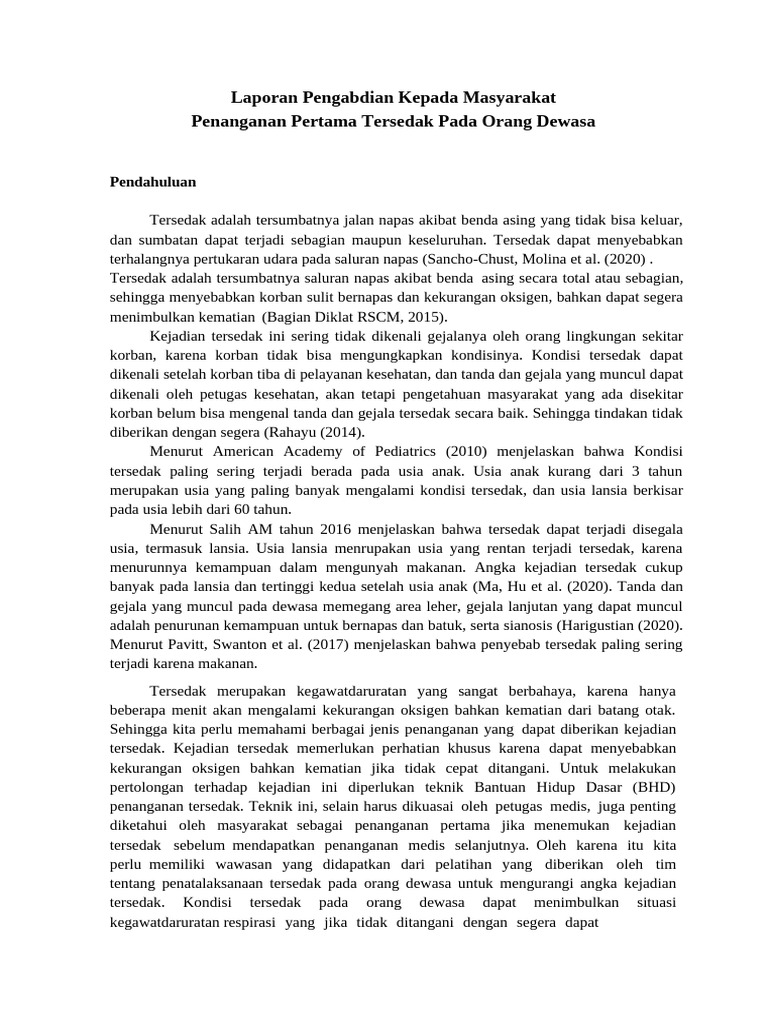 Laporan Pengmas Tersedak KLP 1 | PDF