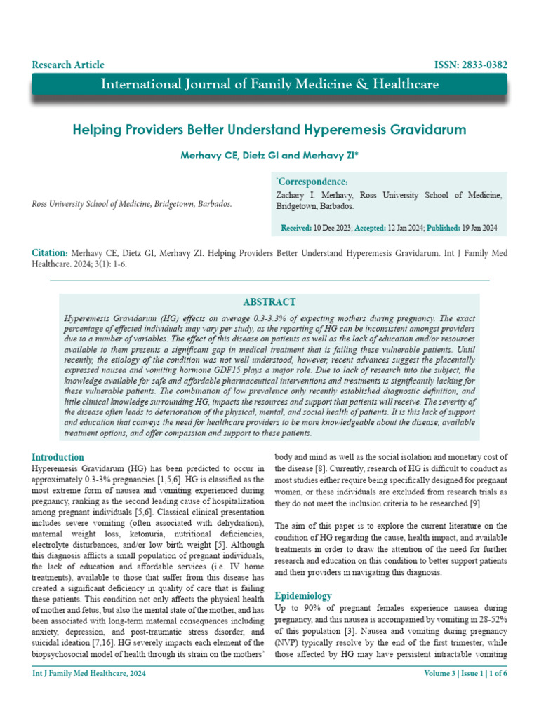 Understanding Hyperemesis Gravidarum | PDF | Nausea | Pregnancy