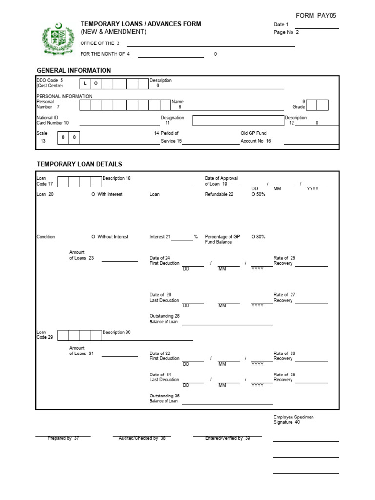 Form-05-Temporary Advance - 1 | PDF | Personal Finance | Financial Services