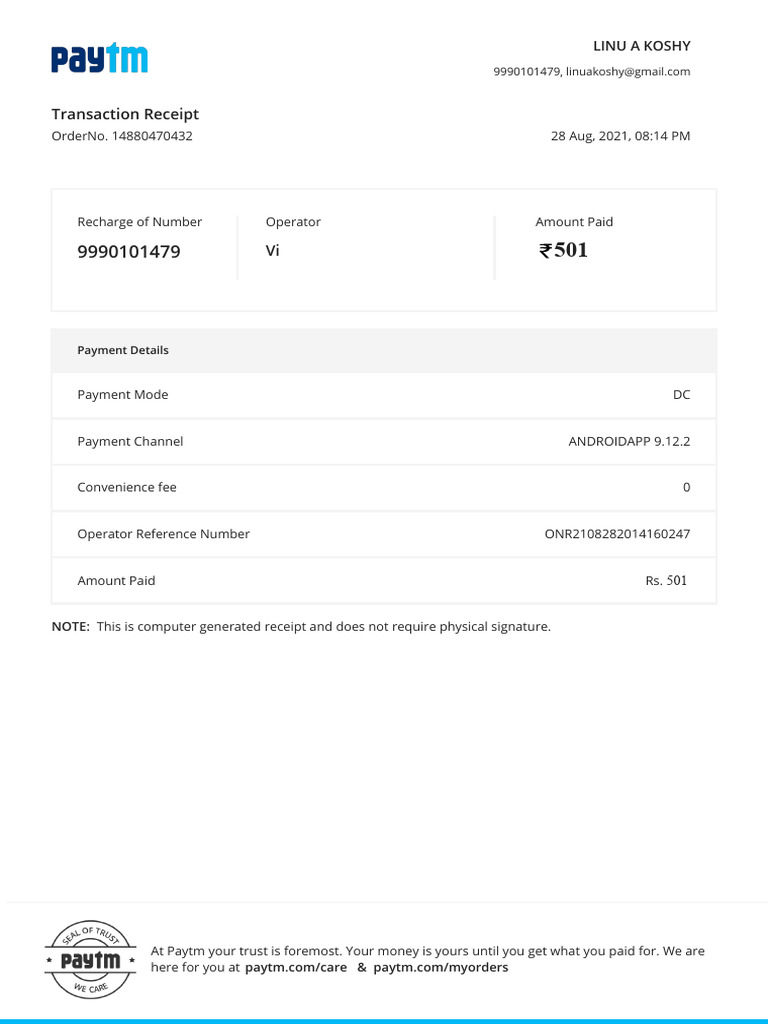 Telephone Bill - August | PDF