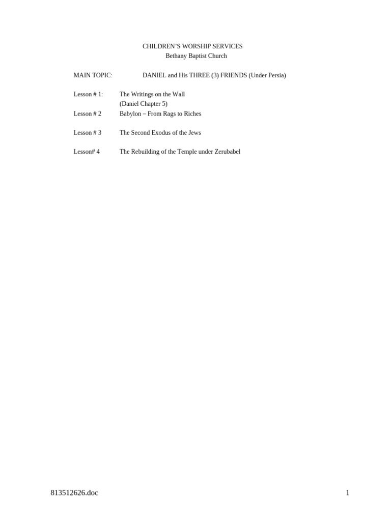 DANIEL and His Three FRIENDS (Under PERSIA) | PDF | Daniel (Biblical ...