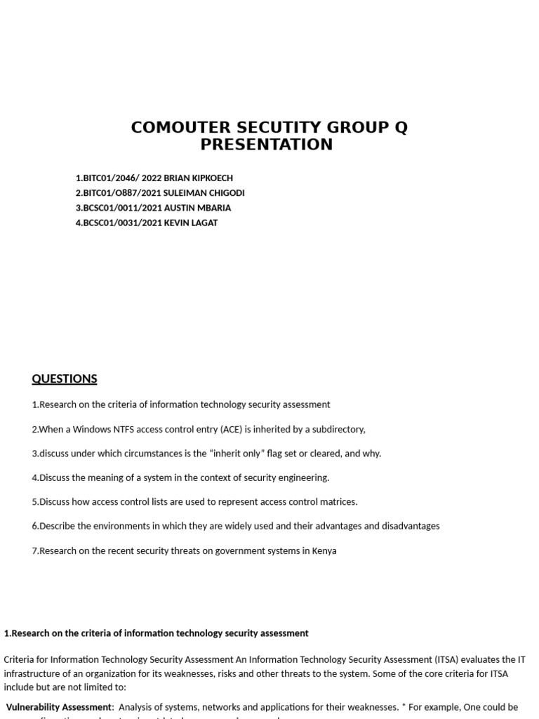 Comouter Secutity Group Q Presentation | PDF | Security | Computer Security