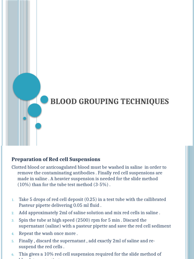 Blood Grouping Techniques and Procedures | PDF | Blood | Medical ...
